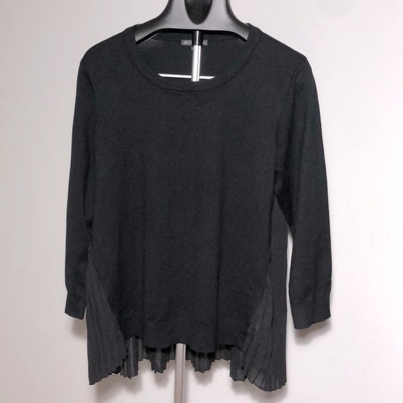 Adrianna Papell | Sweaters | Adrianna Papell Black Chiffon Pleated Back ...